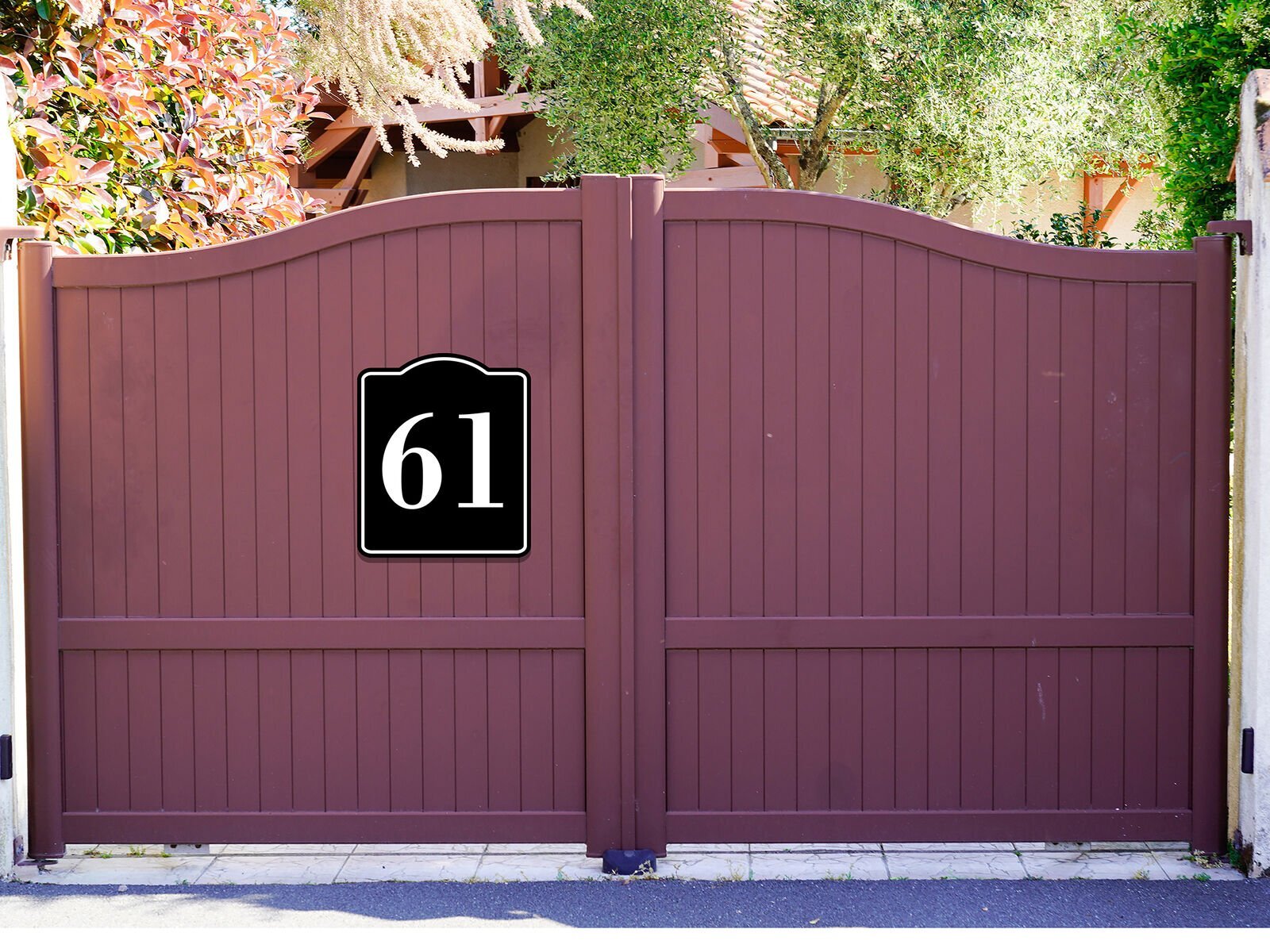 61 Bay Garage Door Plate Field Lane Gate Number BLACK Aluminum ...