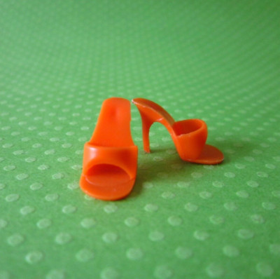 Vintage Mattel BARBIE HTF ORANGE OPEN TOE MULES JAPAN 1628 BRUNCH TIME ...