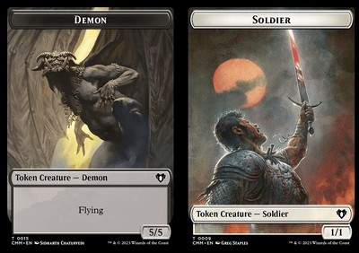 1x Demon (15) // Soldier (9) Token MTG Commander Masters NM Magic ...