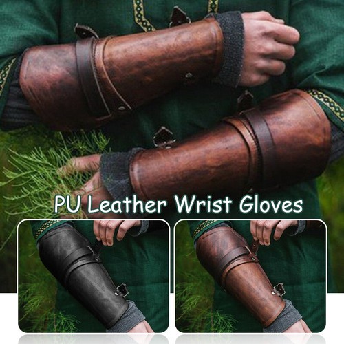 Faux Leather Arm Guards Medieval Bracers Adjustable Wrist Guard Cosplay ...