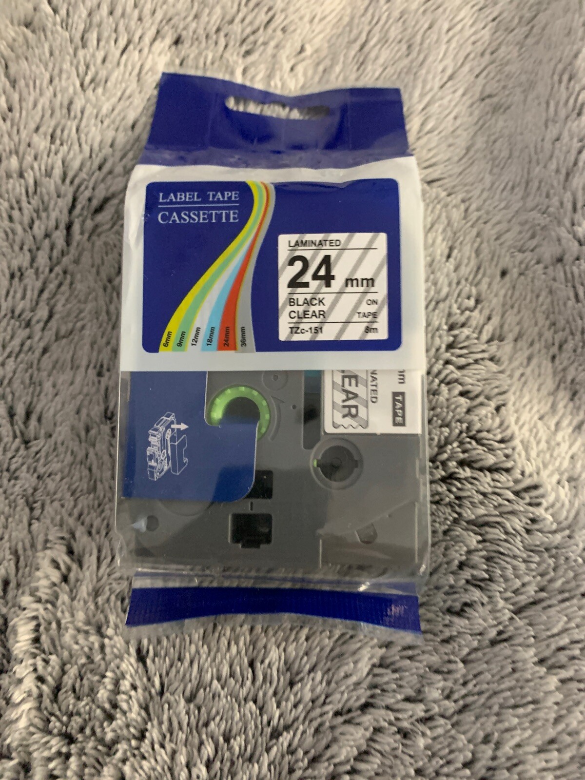 TZc-151 Laminated 24mm Tape Cassette - Black on Clear 8m Tape New | eBay