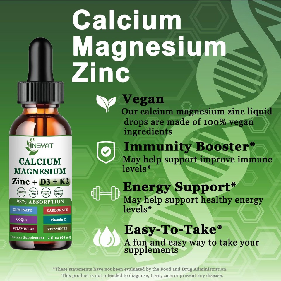Calcium Magnesium Zinc Liquid Drops Liquid Magnesium Glycinate 500mg ...