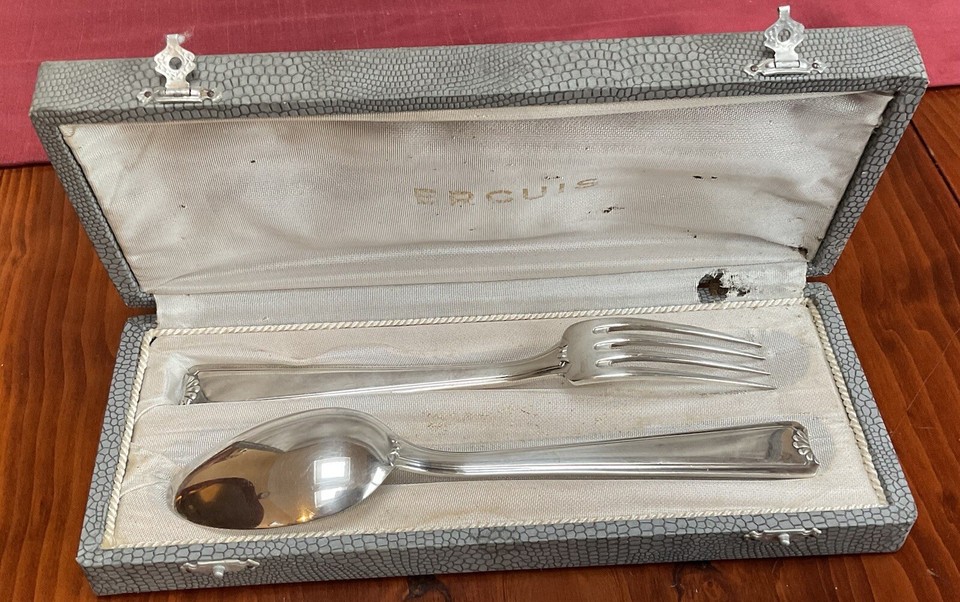 Vintage 1930s Orfevrerie Ercuis 60 Art Deco French Silver Dessert Fork ...