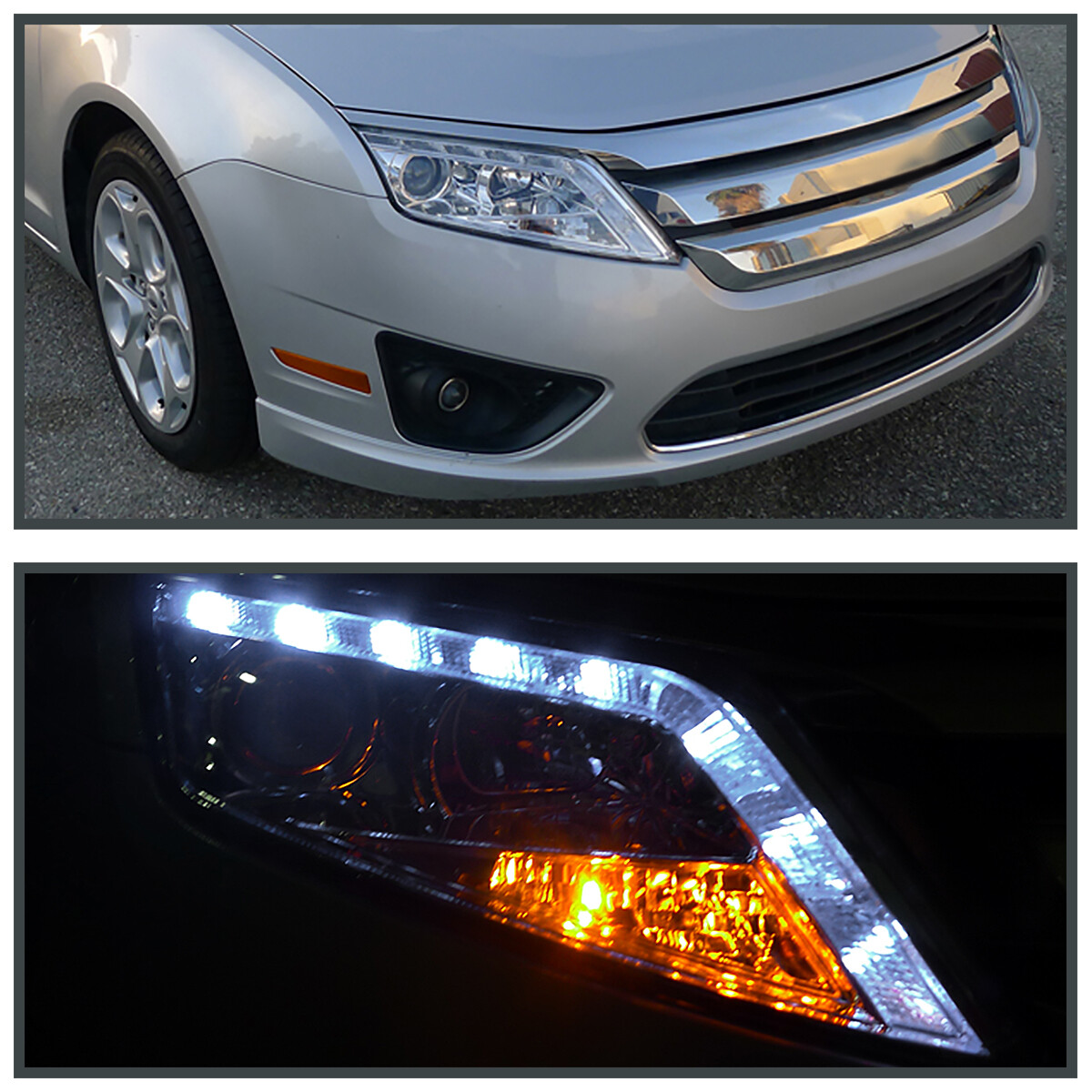 Fits 2010-2012 Ford Fusion LED Strip Projector Headlight Head Lamps ...