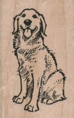 Happy Dog Sitting 1 1/2 x 2 1/4" Rubber Stamp, Animal Stamp, Dog Stamp ...