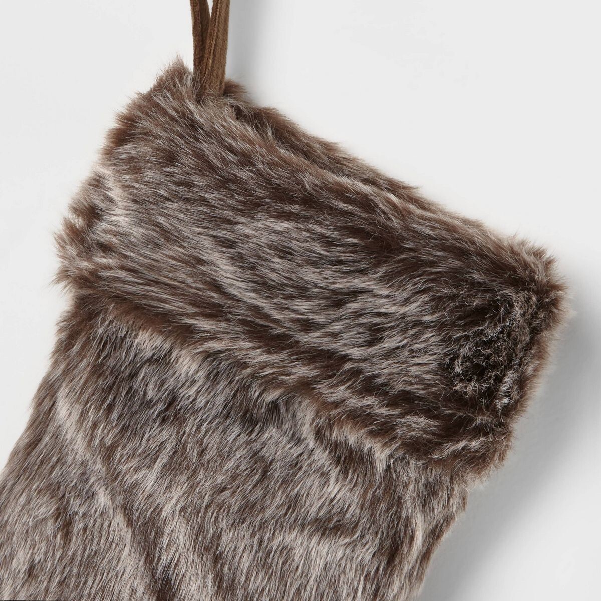 Faux Fur Holiday Stocking Xmas Brown/Gray 20" Wondershop Target Furry ...