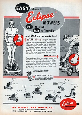 1955 Eclipse Lawn Mower Original Print Ad | eBay