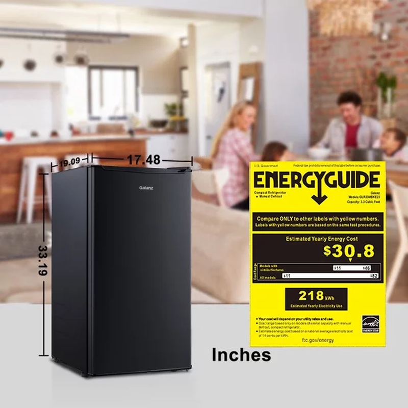MINI FRIDGES 3.3 Cu Ft One Door Refrigerators Black/Silver | eBay