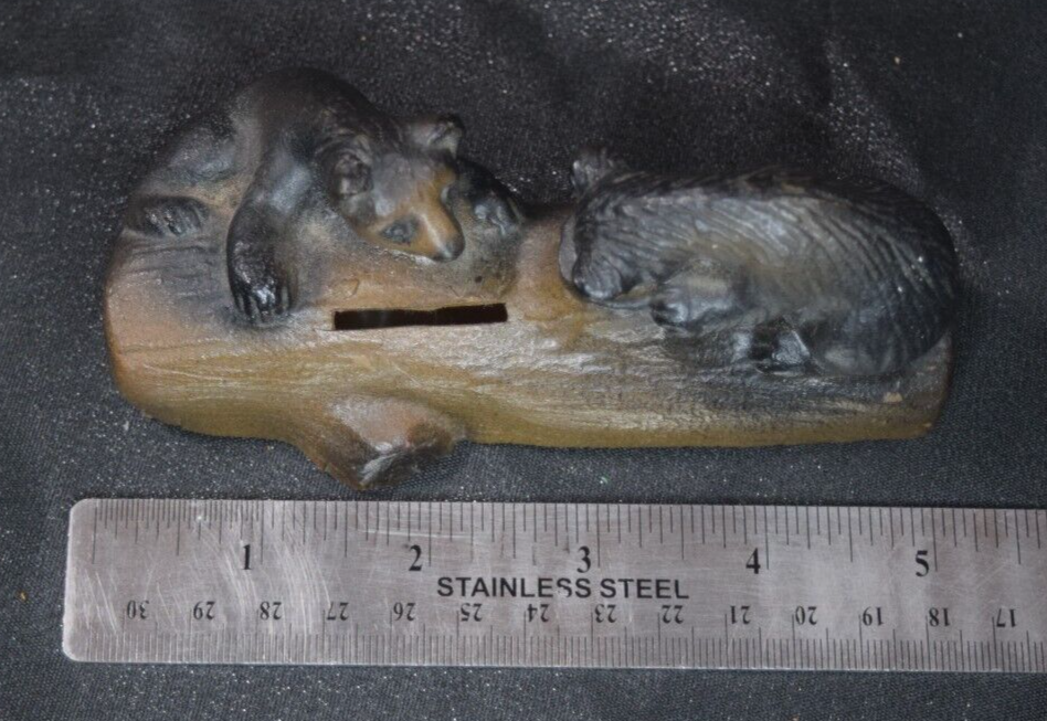 Vintage Black Bears on Log Plastic Coin Bank Bear Cubs | eBay