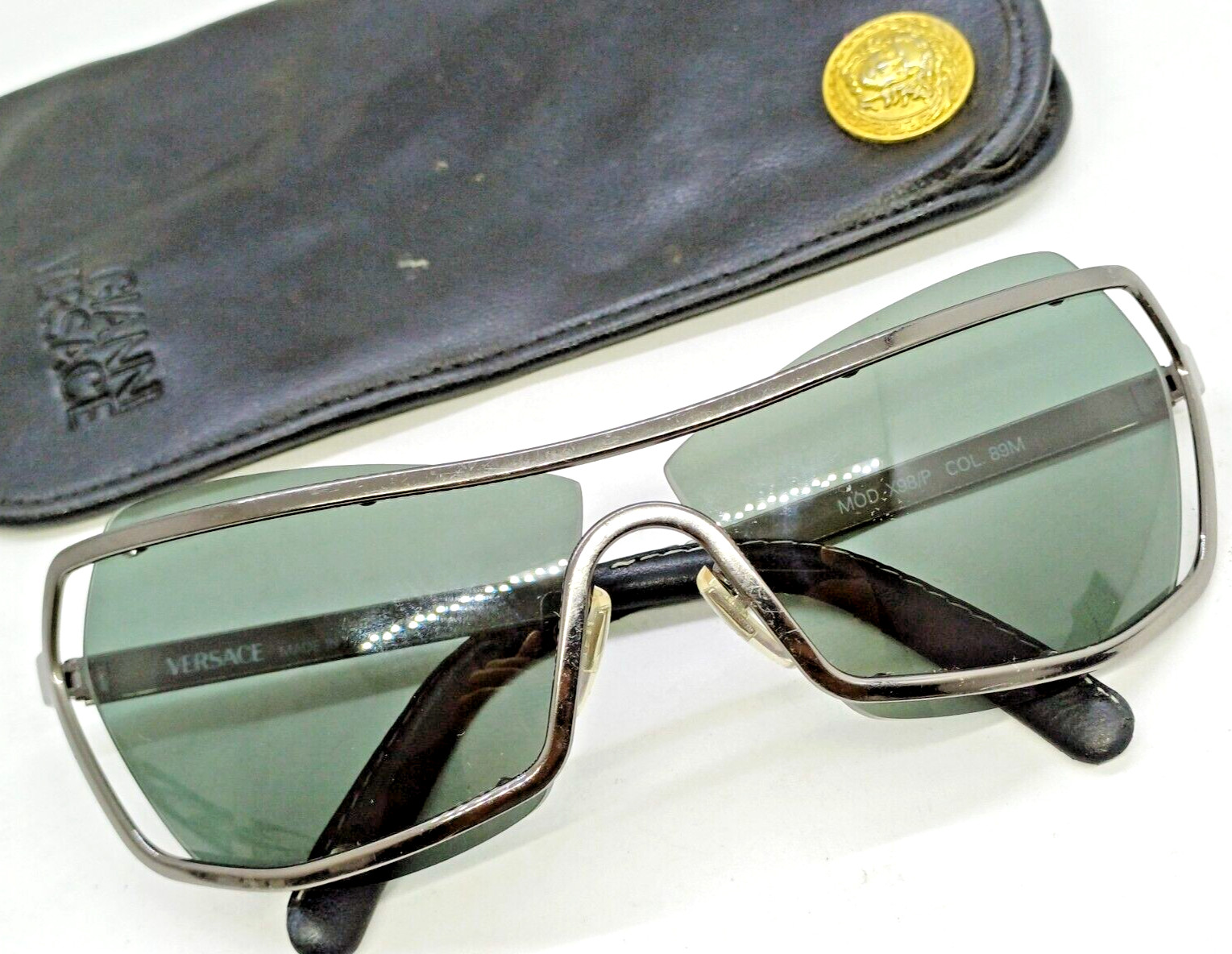 RARE VINT GIANNI VERSACE MOD.X98/P SUNGLASSES LEATHER… - Gem