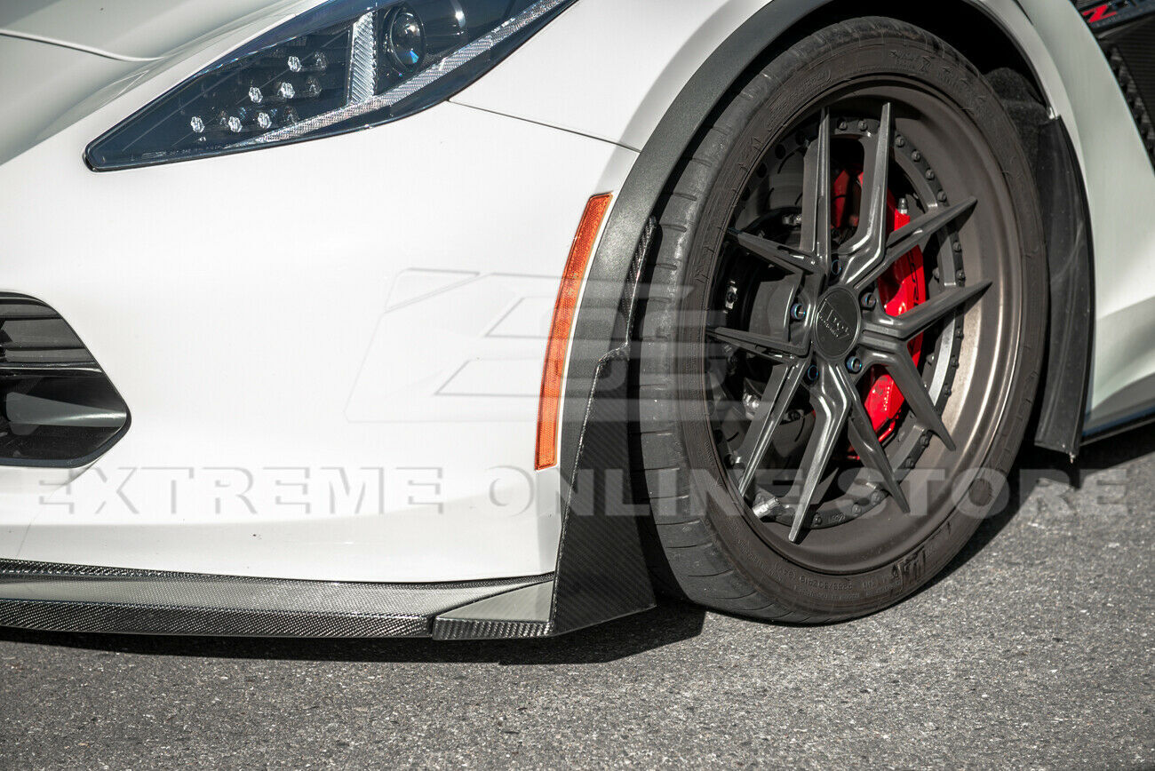 EOS STAGE 3 CARBON FIBER FRONT SPLITTER EXTENSION WINGLETS FOR CORVETTE ...