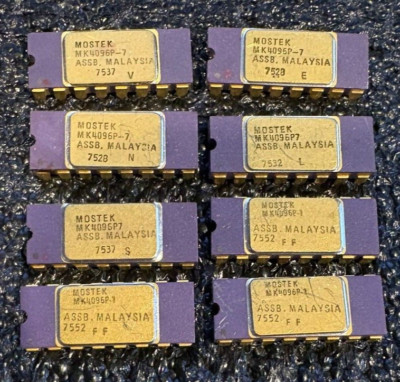 (1 PCS) MOSTEK MK4096 Memory Gold CERDIP DRAM Vintage DRAM 1975! APPLE ...