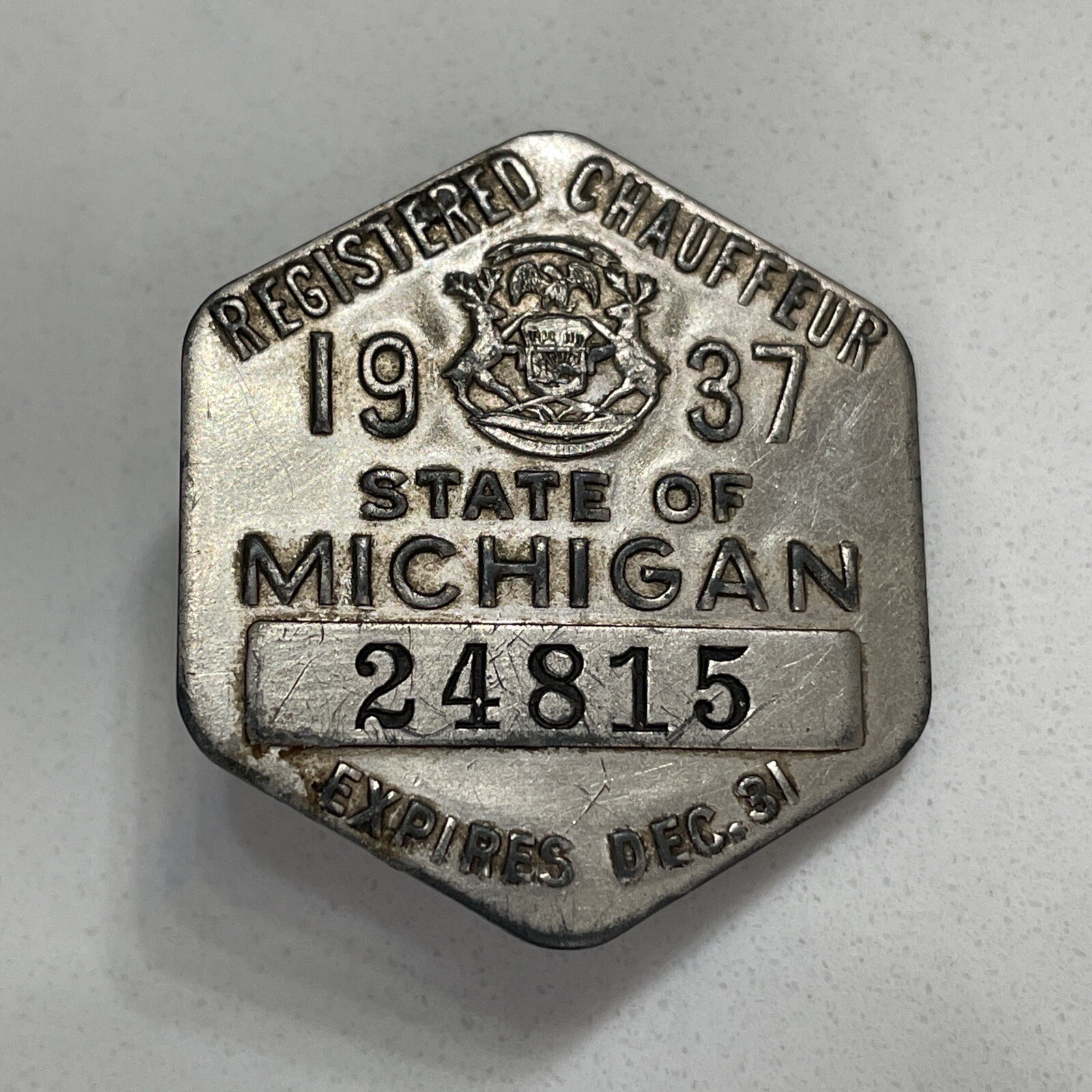Vintage 1937 State of Michigan Pin Chauffeur Pinback Badge 24815 | eBay