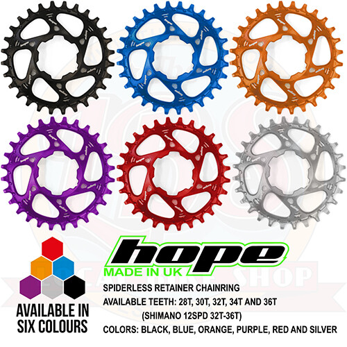 Hope Spiderless Retainer Ring Chainring 28T 30T 32T 34T 36T All Colors ...