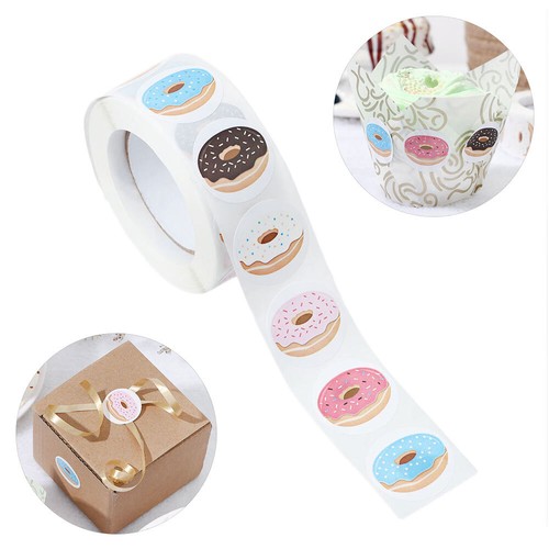 Pattern DIY Craft Gift Box Packing Seal Labels Donut Stickers Roll ...
