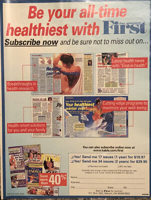 PRINT AD 2000 First For Women Magazine Mail- In Subscription Order ...
