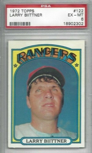 1972 Topps baseball card #122 Larry Biittner, Texas Rangers graded PSA ...