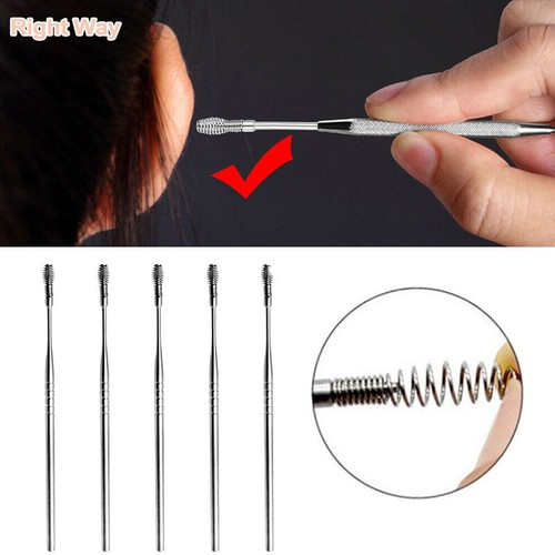 Spring Earpick Stainless Steel Earwax Cleaner Removal Tool Ear Clean ...