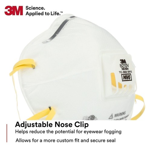 3M Particulate Respirator 8210V with Cool Flow Valve, 80 Pack ...
