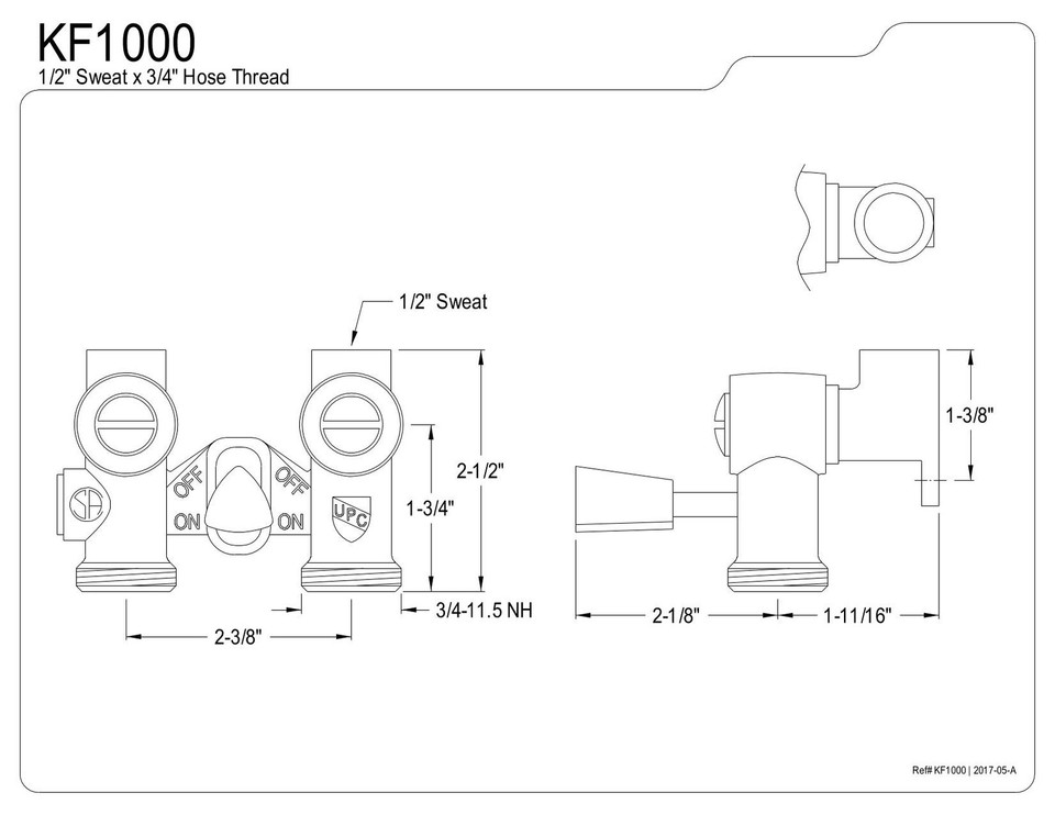Dual Outlet Washing Machine Shut Off Valve 1/2" Inlet x 3/4" Hose ...