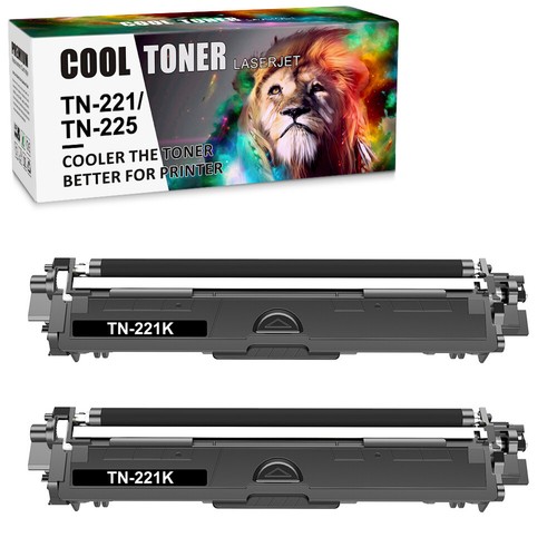 2 Pack TN221BK Black Toner For Brother TN-221 HL-3170CDW MFC-9130CW MFC ...