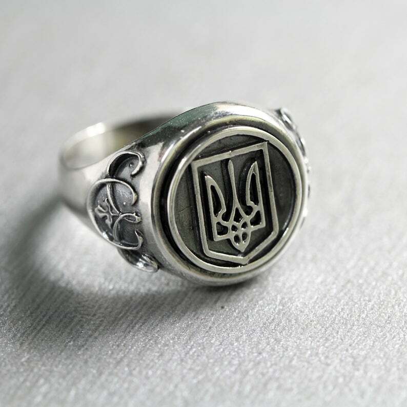 Ukrainian Trident Tryzub Sterling Silver Ring Signet, Size from 6 to ...