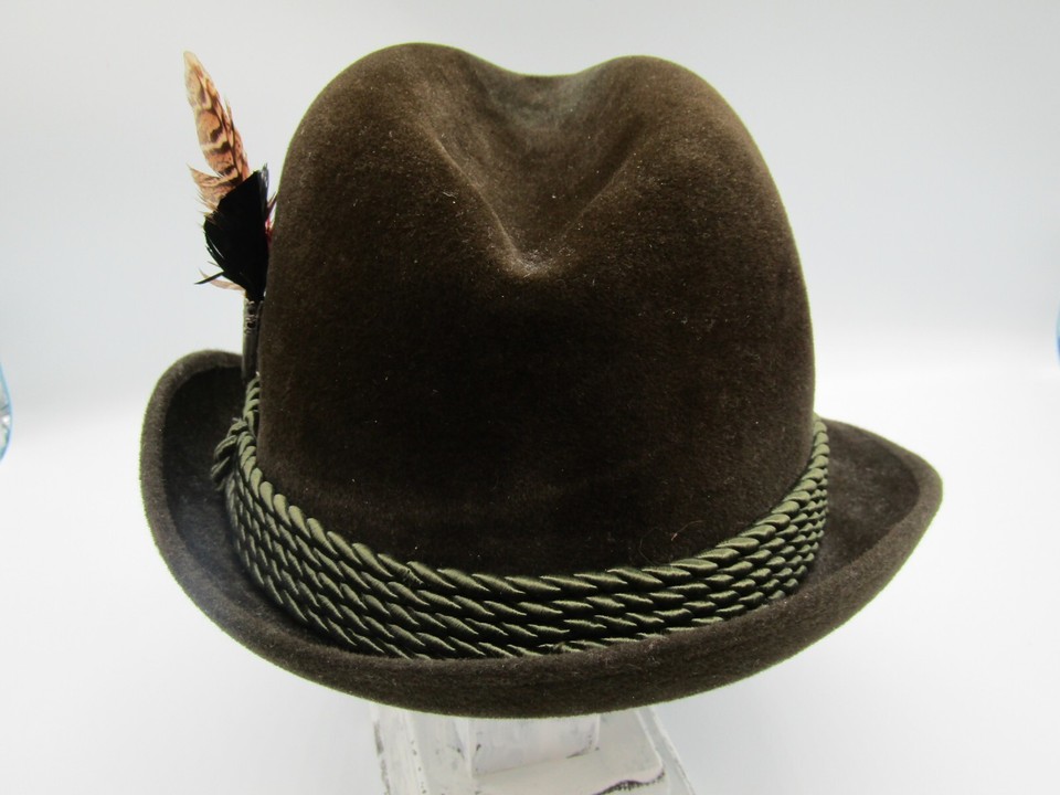 OCTOBERFEST ALPINE BAVARIAN FELT HAT W/ FEATHER 22 3/4" circumference ...