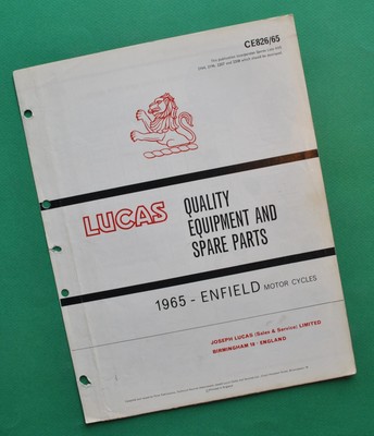 1965 Royal Enfield Motorcycle Manual Book Lucas Electrical Parts ...
