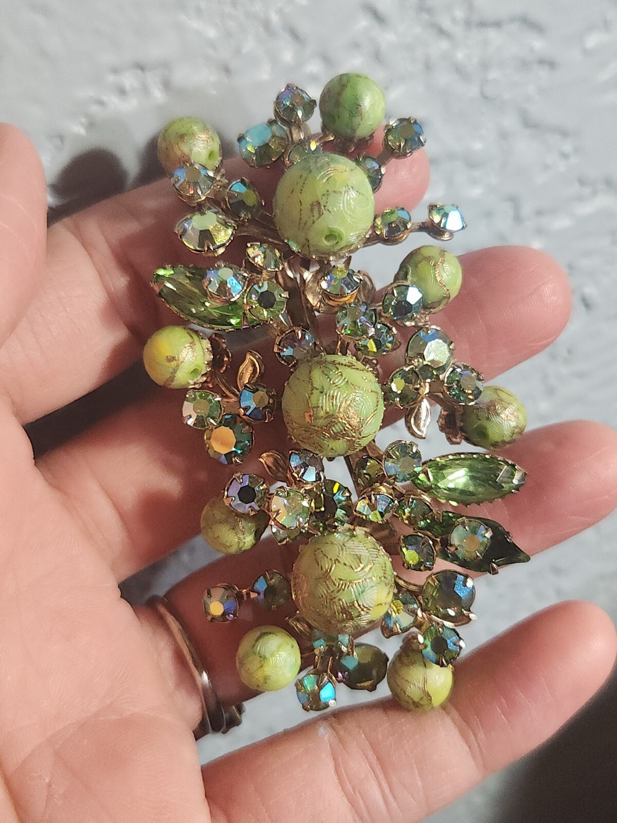 Vintage 60s Rhinestone Pin Brooch Big - Gem