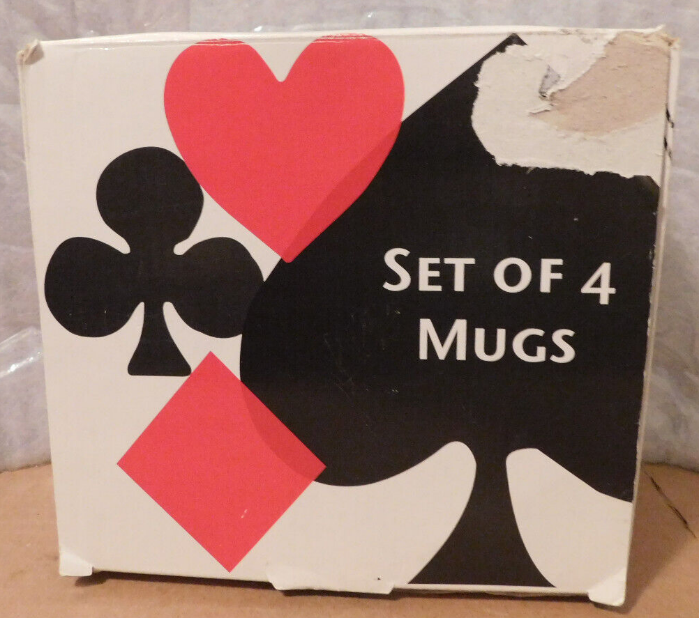 Set of 4 - 12 oz - Poker Style - Playing Card Suits- Coffee Mugs - NIB ...