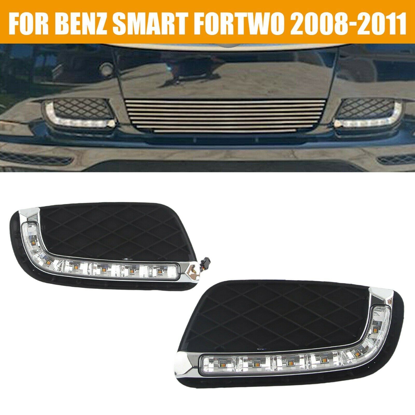 2Pcs For 2008-2011 Benz Smart Fortwo LED Fog Light DRL Daytime Running ...