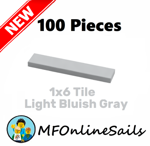 **NEW** 100x Genuine LEGO 1x6 Tiles - Light Bluish Gray - Bulk Lot ...