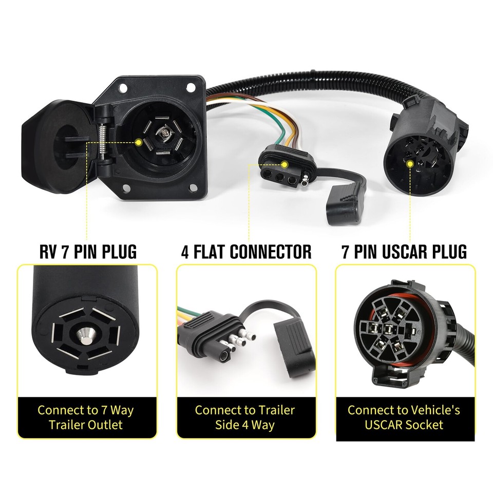 7 Way Trailer Wiring Harness 4 Way Flat Plug Kits For Chevy Silverado ...