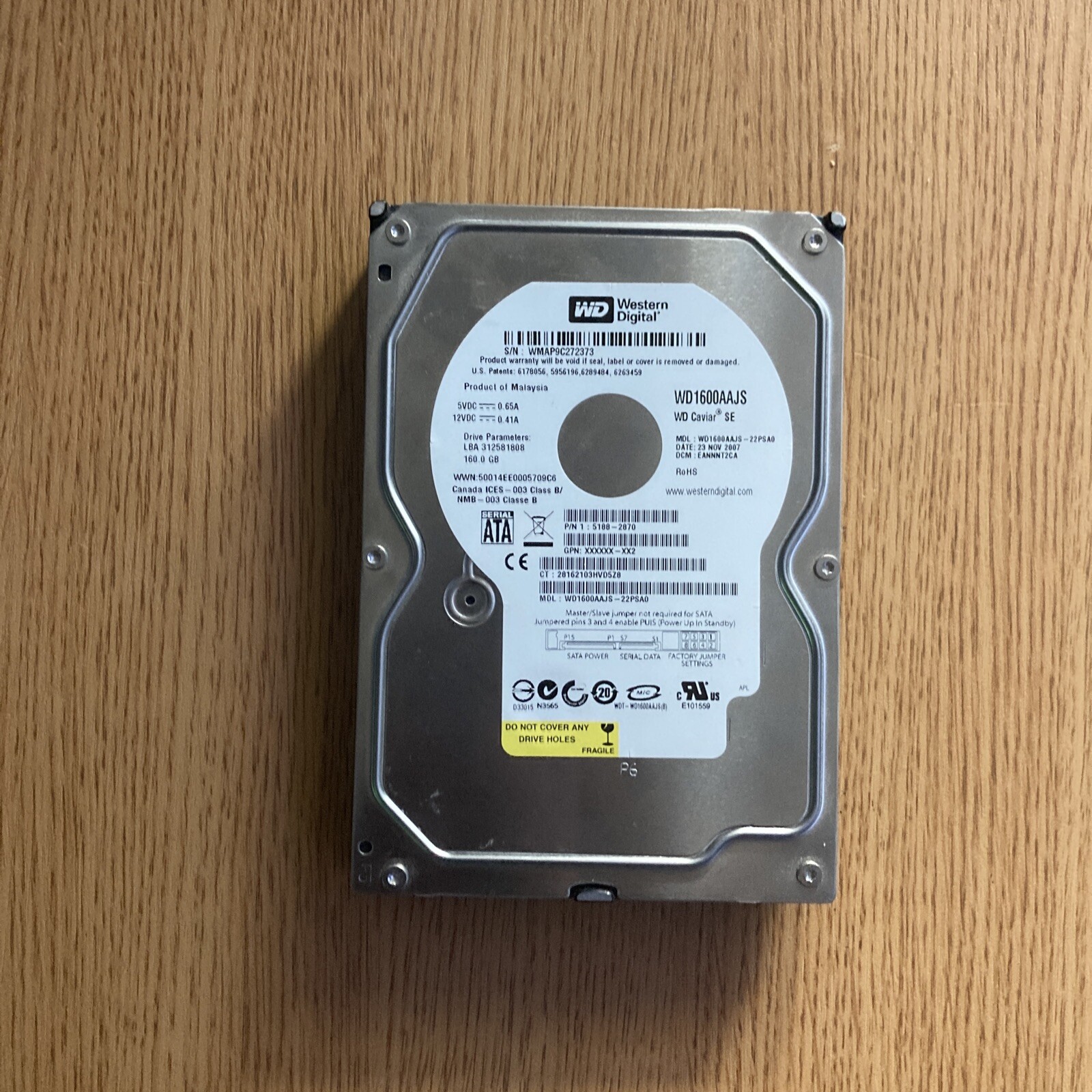 WD 160 GB WD1600AAJS-08PSA0 Hard Drive 3.5 SATA Tested and Wiped | eBay