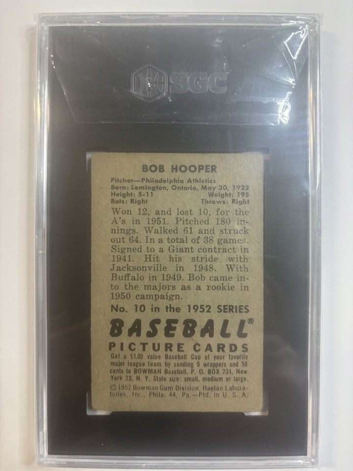 1952 Bowman Bob Hooper #10 SGC 2.5 | eBay