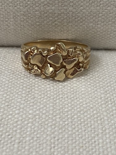 14 K Yellow Gold Nugget Ring Men’s Sz 14 Heavy 80s Vintage Solid 12.94 ...