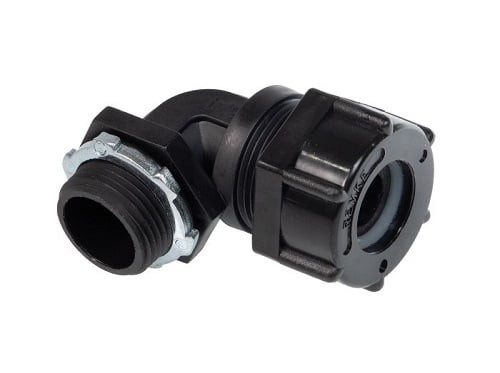 Cord Grip, Valox, 90 deg, 3/4" cable range .438 - .500 with locknut and ...