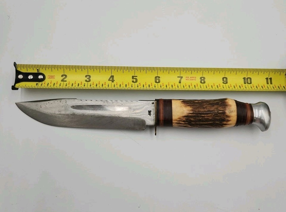 🔥Edge Brand German Bowie Knife With Saw Tooth By #488 W/Sheath And Stag ...