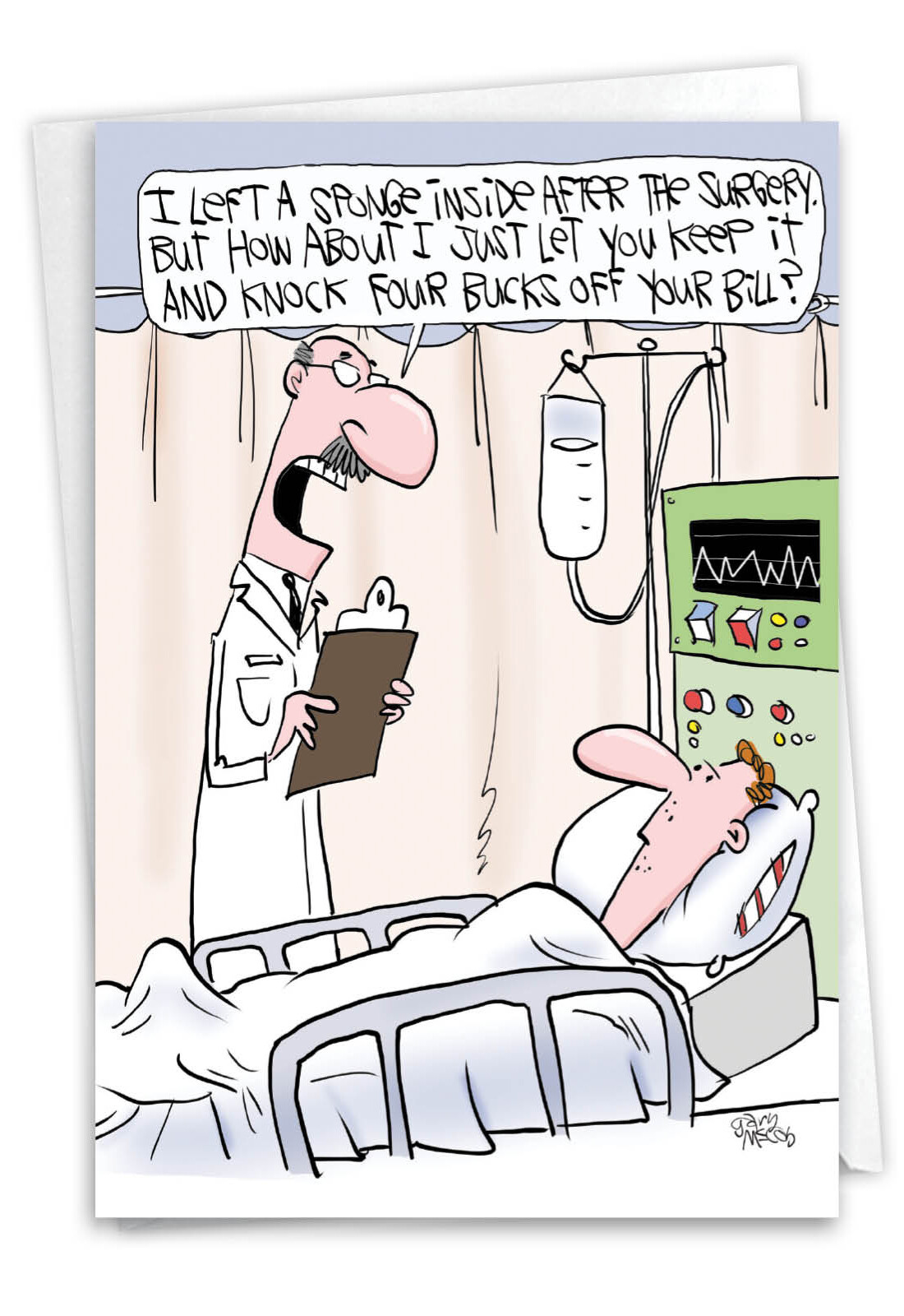 Funny Get Well Greeting Card w/ envelope - Sponge Surgery | eBay