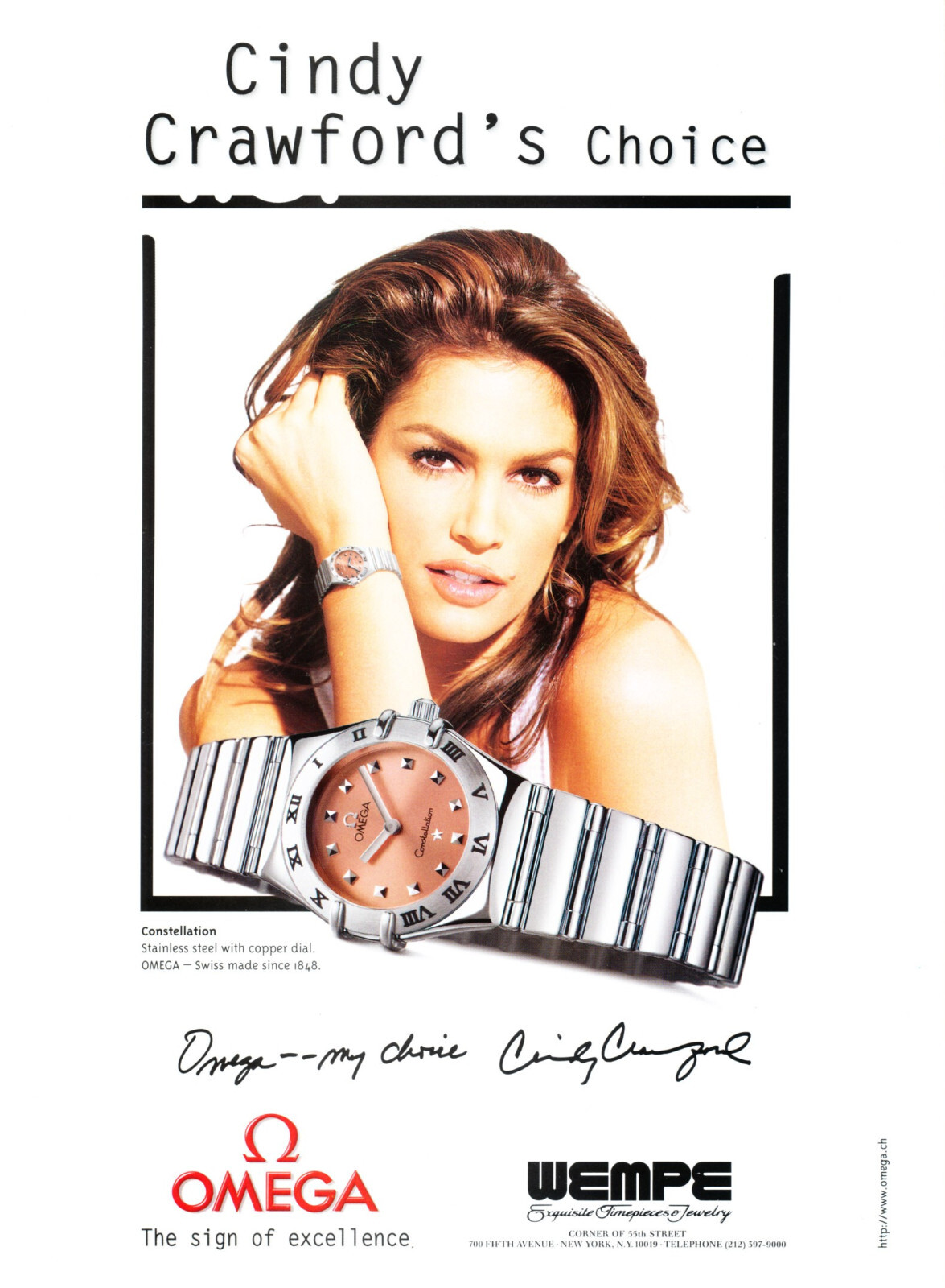 OMEGA WATCH MAGAZINE promo ad #029 ORIGINAL CINDY CRAWFORD | eBay