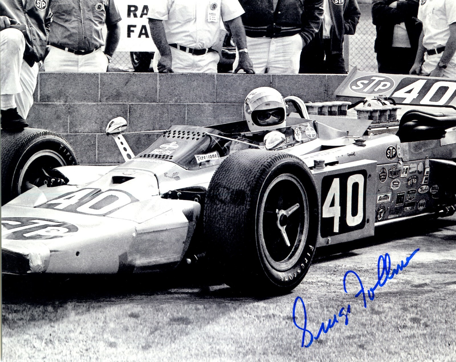 GEORGE FOLLMER AUTOGRAPHED INDY 500 8 X 10 PHOTO F1 NASCAR TRANS-AM CAN ...