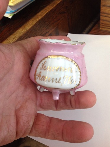 Porcelain Souvenir RACINE WIS PITCHER 1900's Kenosha 2 3/8" Wi ...