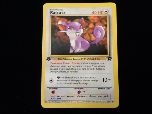 Pokemon ~ RATTATA ~ Team Rocket FIRST EDITION Card 66/82 NM ~ Near Mint ...