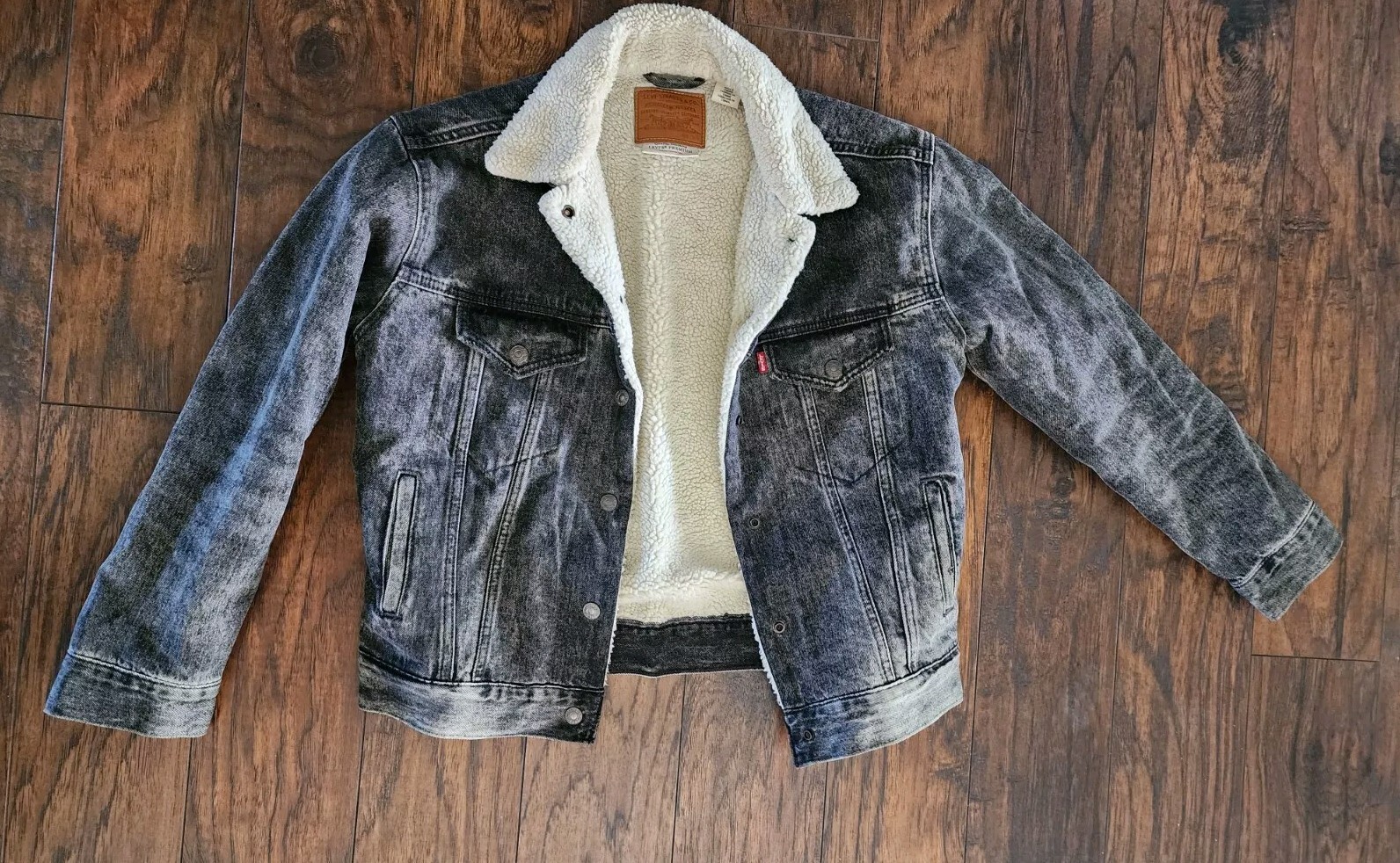 Levi’s Men’s Sherpa Lined Trucker Jacket Black Size E… - Gem