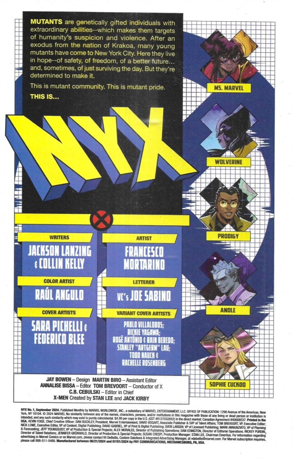 Nyx Comic 1 First Print Cover A Sarah Pichelli 2024 Collin Kelly ...