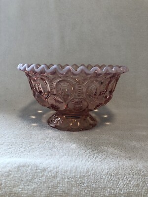 Vtg L.E. Smith Pink Opalescent Glass Moon and Star Compote, Open ...