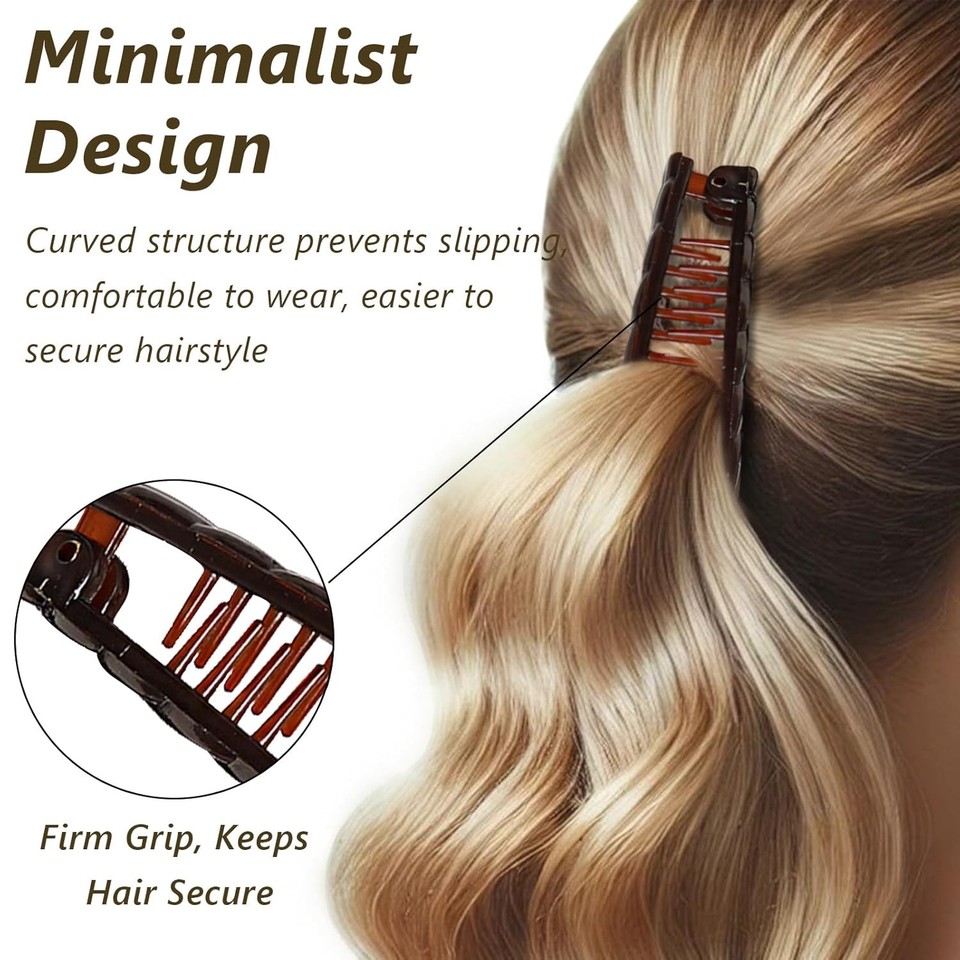 4× Women Clincher Combs Banana Combs Fishtail Fish Hair Clip Banana ...