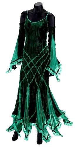 Pyramid Collection XL green velvet velour fairy gothic renn dress w ...