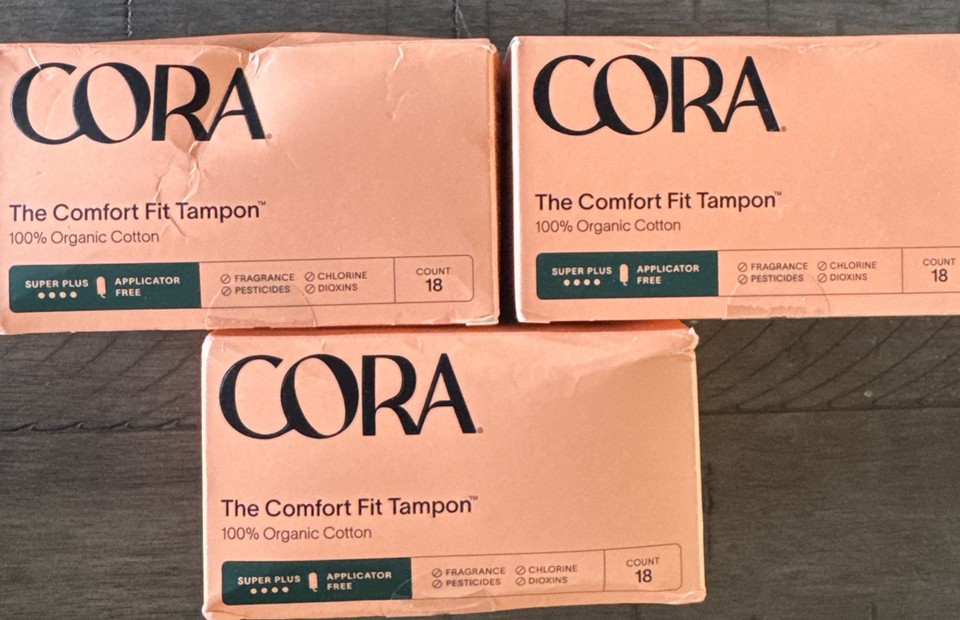 Cora The Comfort Fit Tampon Super Plus Applecator Free Cotton 18 Count X 4Box | eBay