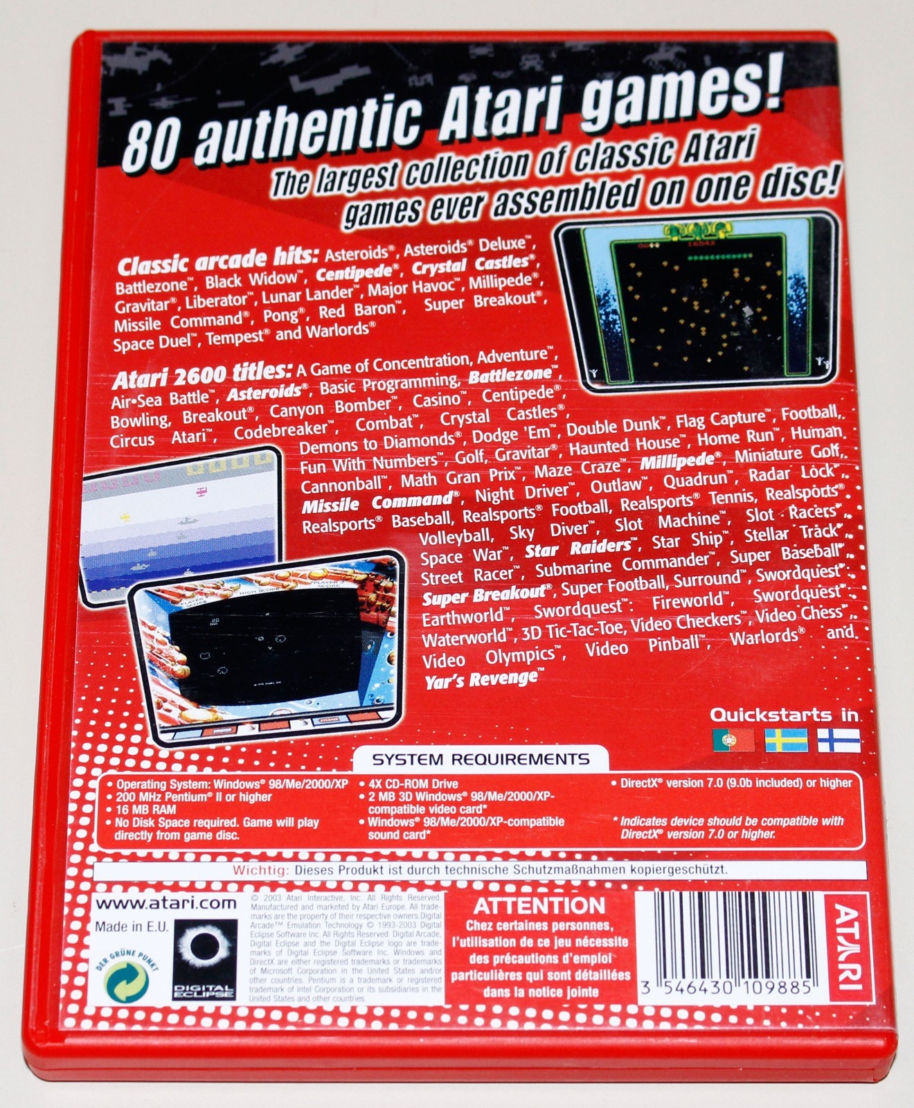 ATARI - 80 CLASSIC GAMES IN ONE - PC CD - ASTEROIDS CENTIPEDE ...